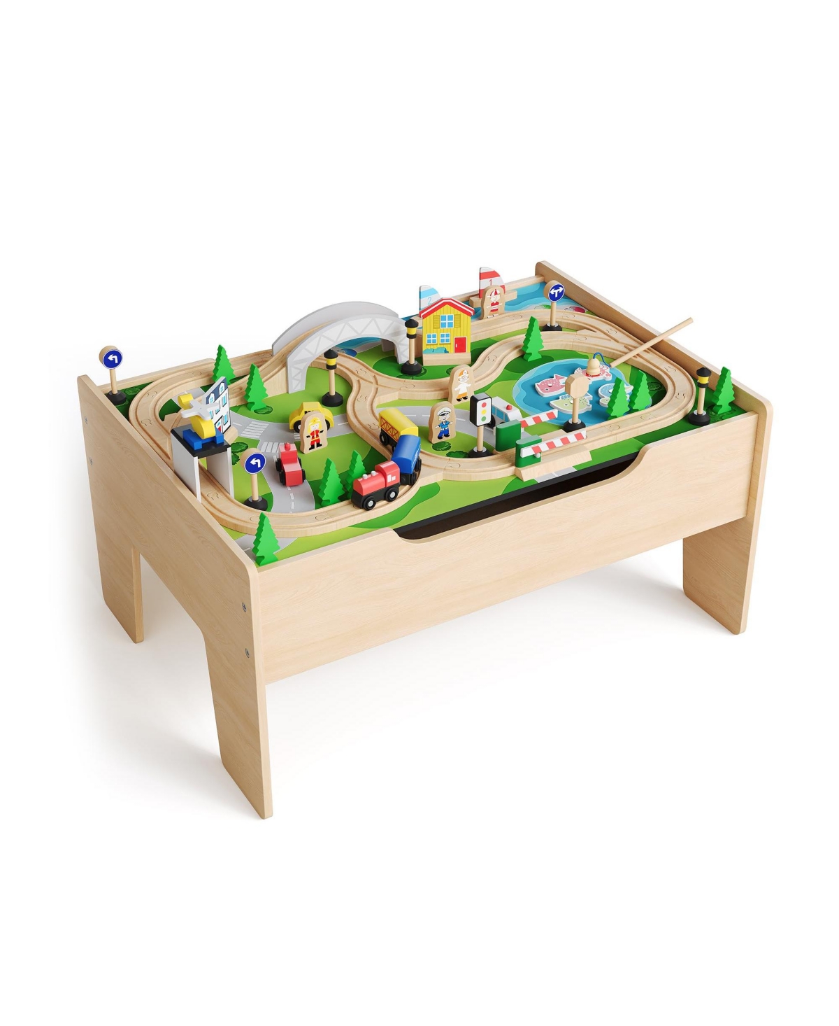 Click here for homfan 84-Piece Wooden Train Table with Storage prices