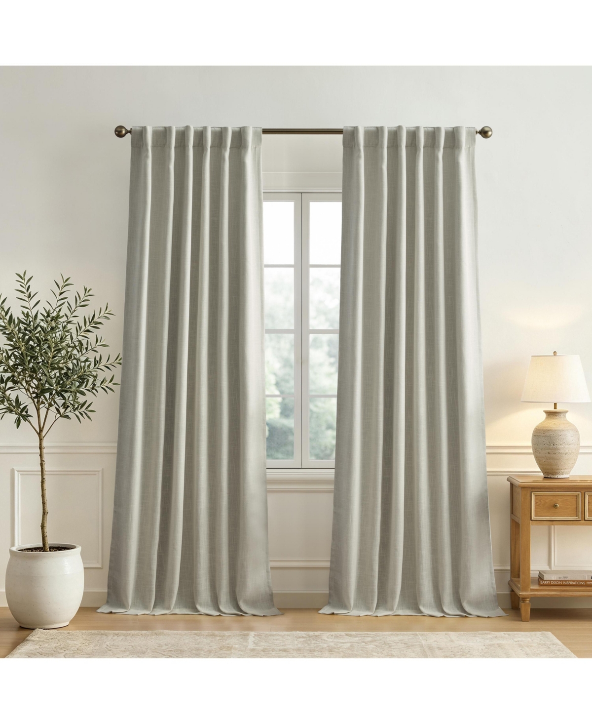 Click here for Lenox Serene Linen Blend Blackout Back Tab/Rod Poc... prices