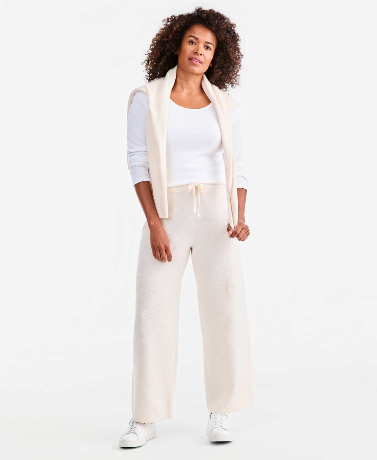 Click here for Style & Co Womens LuxSoft Novelty Stitch Wide-Leg... prices