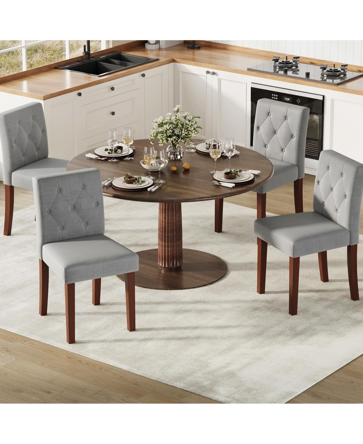 Click here for homfan Dining Chairs Set for 4  Cotton Linen Uphol... prices