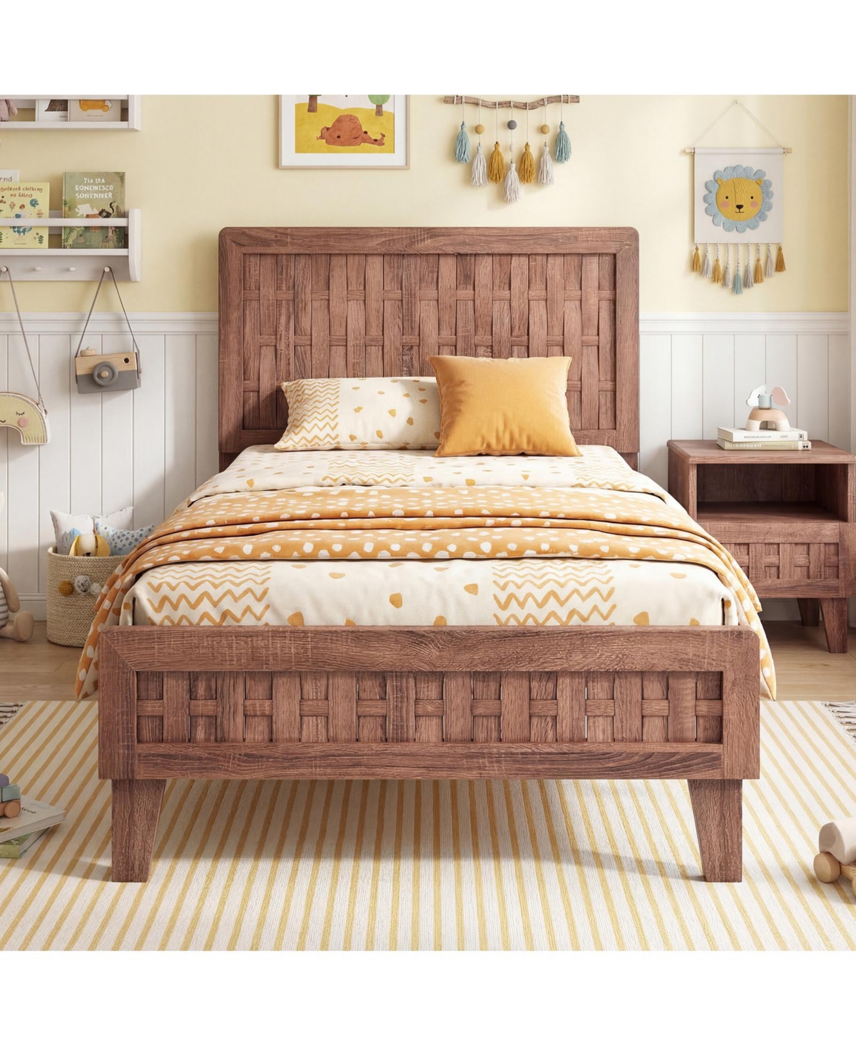 Click here for Costway Bed Frame with Woven Accent Headboard and... prices