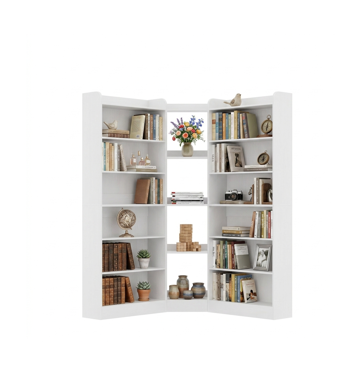 Click here for Aheaplus 71 Tall Corner Bookshelf with 15 Shelves... prices