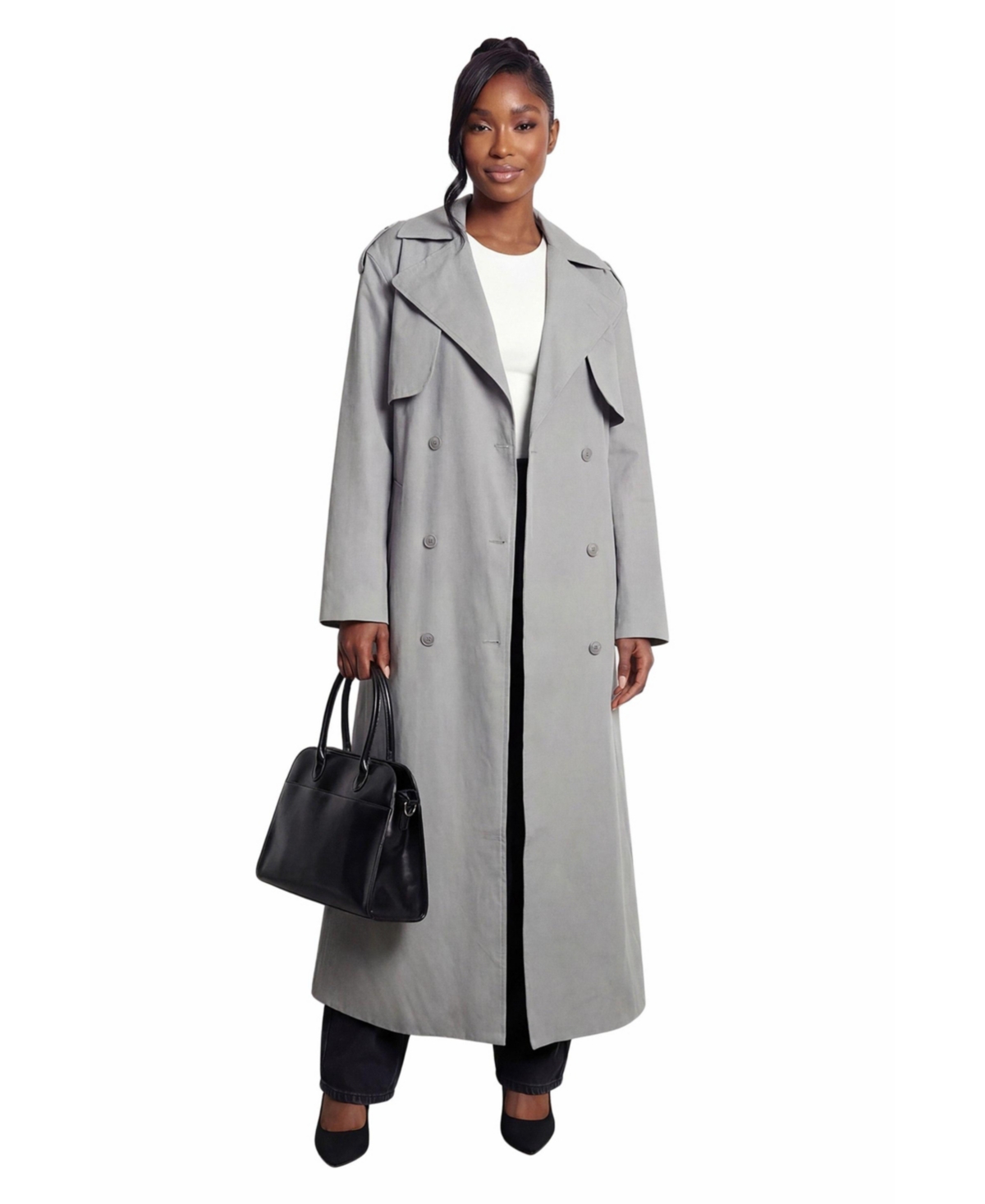 Click here for MissPap Womens Tailored Maxi Trench Coat - Grey prices
