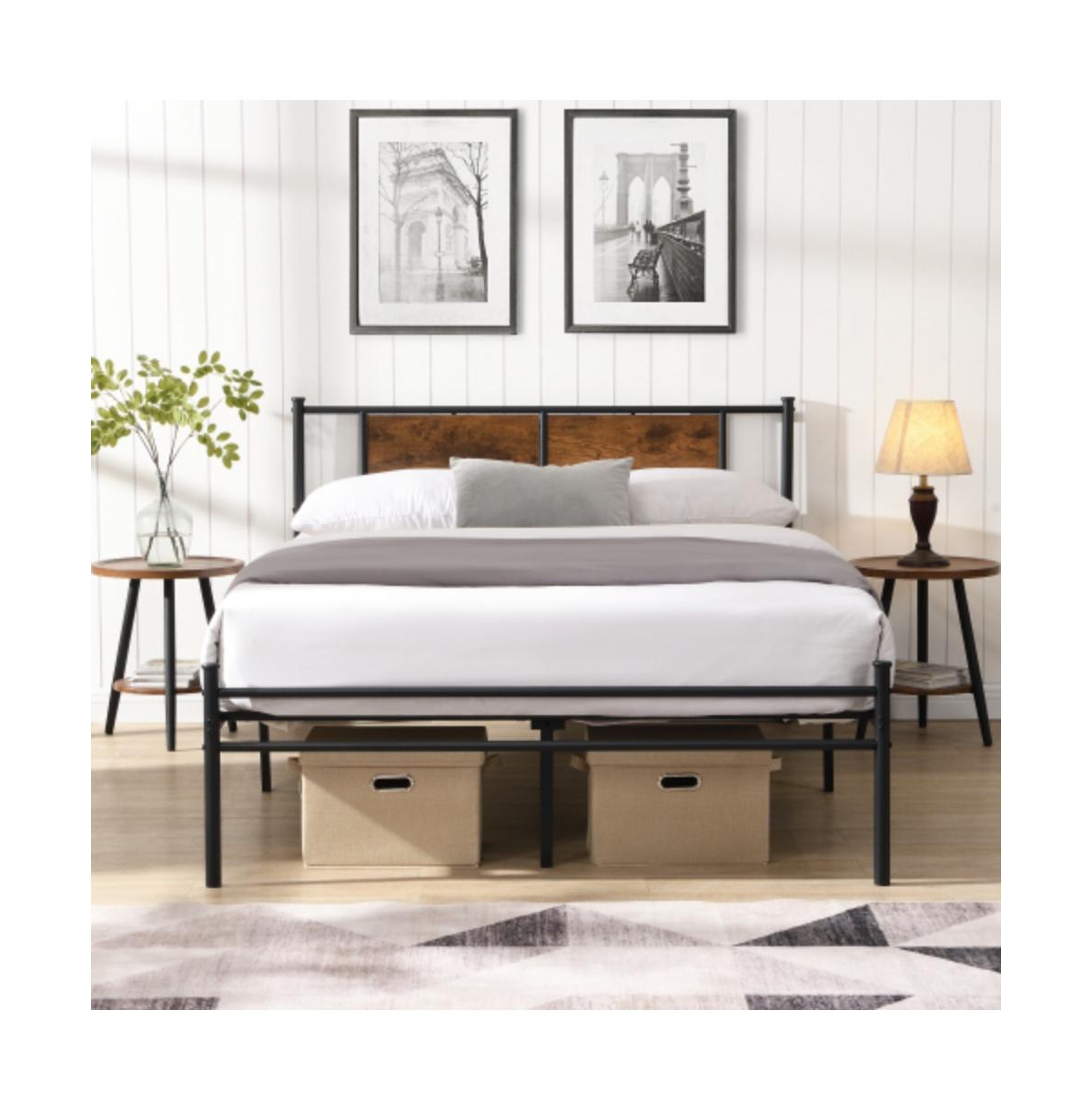 Click here for Lucky One King Size Metal Bed Frame with Wood Pane... prices