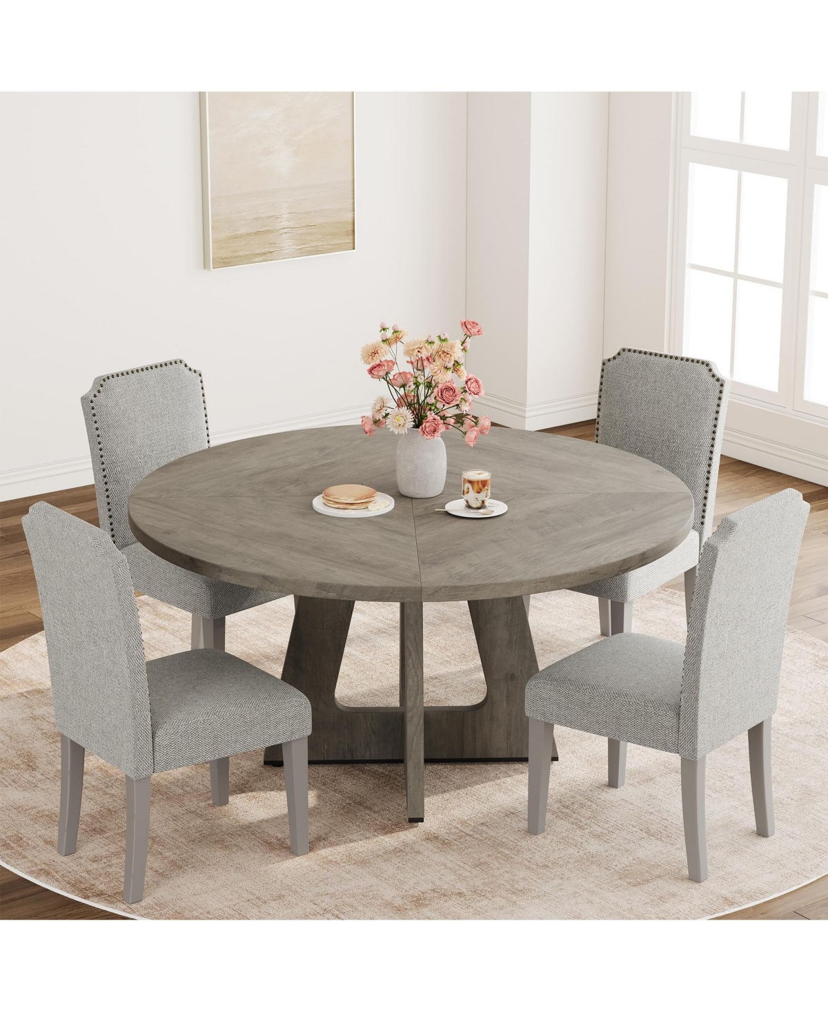 Click here for gaomon 47 Round Dining Table for 4 to 6  Farmhouse... prices
