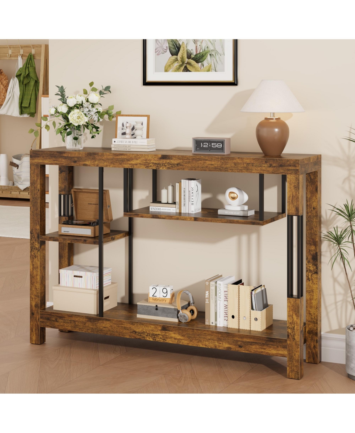Click here for homfan Long Console Table  Mdf Wood Grain Rectangu... prices