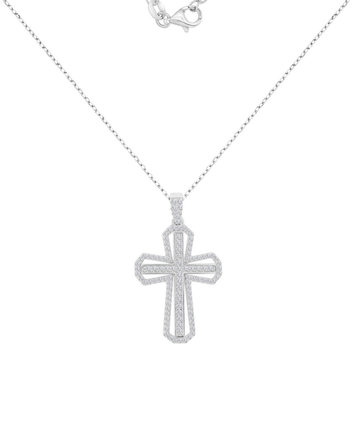 Click here for Macys Rhodium Crystal Cross Necklace - Silver prices