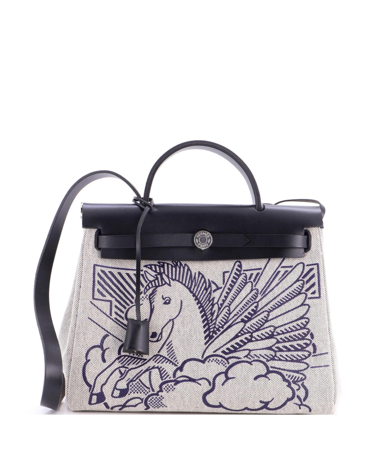 Click here for Pre-Owned Hermes 31 Herbag Zip Pegase Pop Toile an... prices