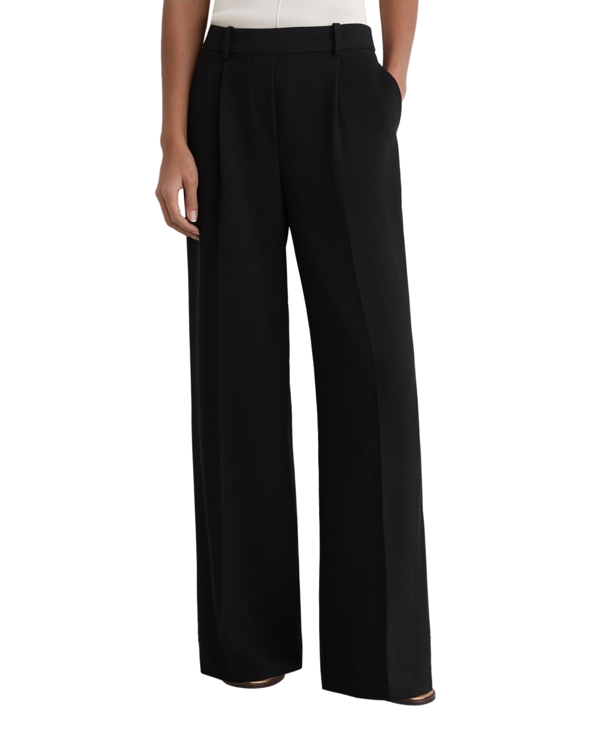 Click here for Reiss Womens Eden Elasticated-Waist Wide-Leg Twill... prices