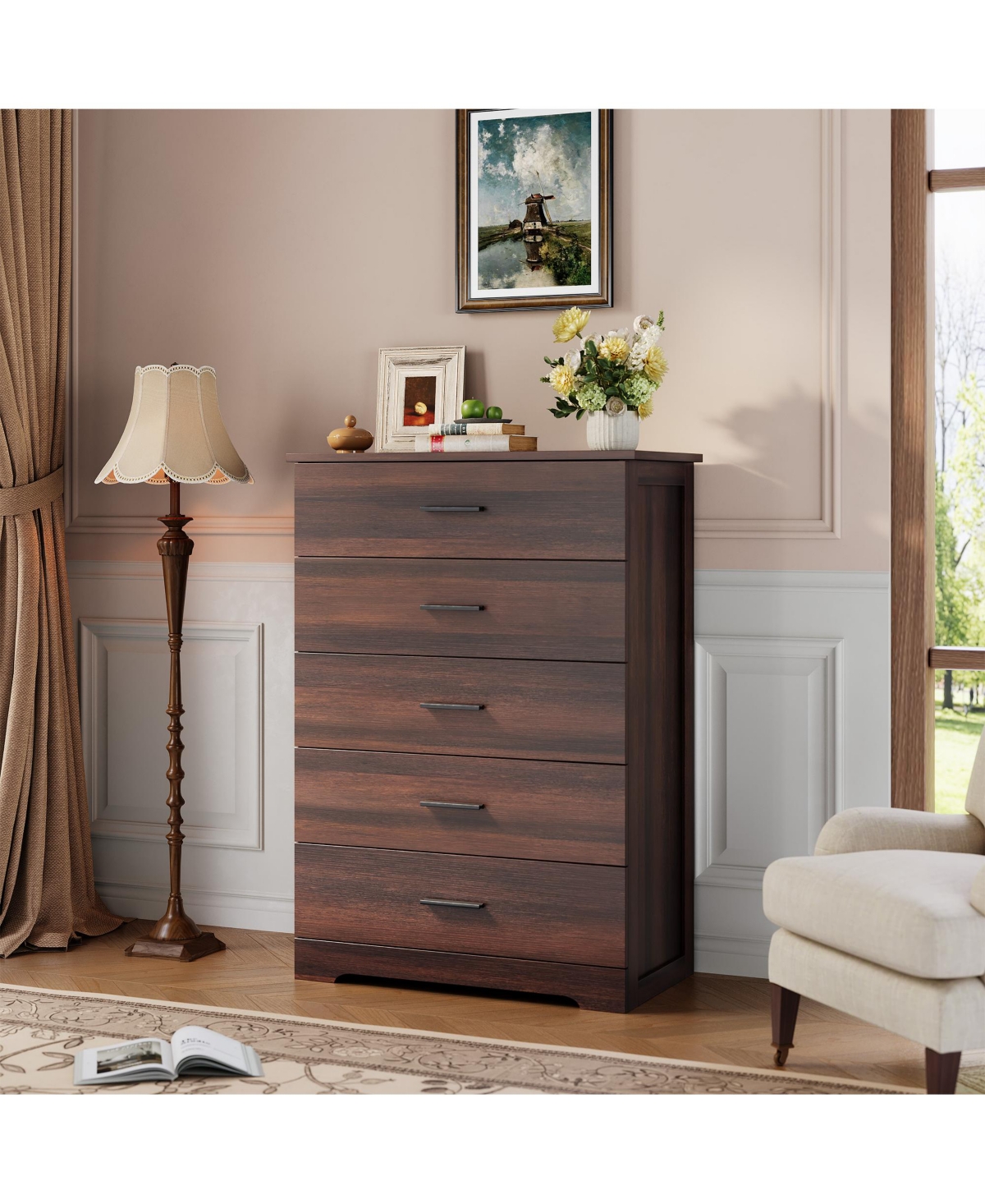 Click here for gaomon Dresser for Bedroom with 5 Drawers - Dark B... prices