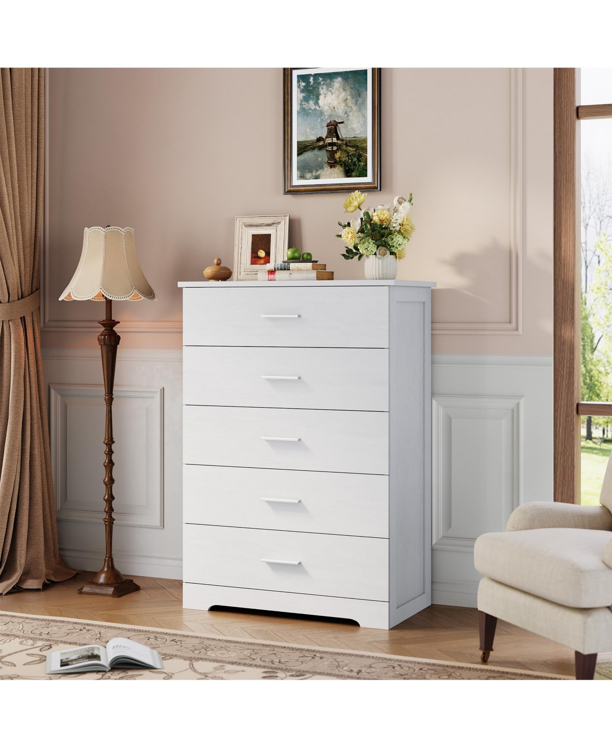 Click here for gaomon Dresser for Bedroom with 5 Drawers - White prices