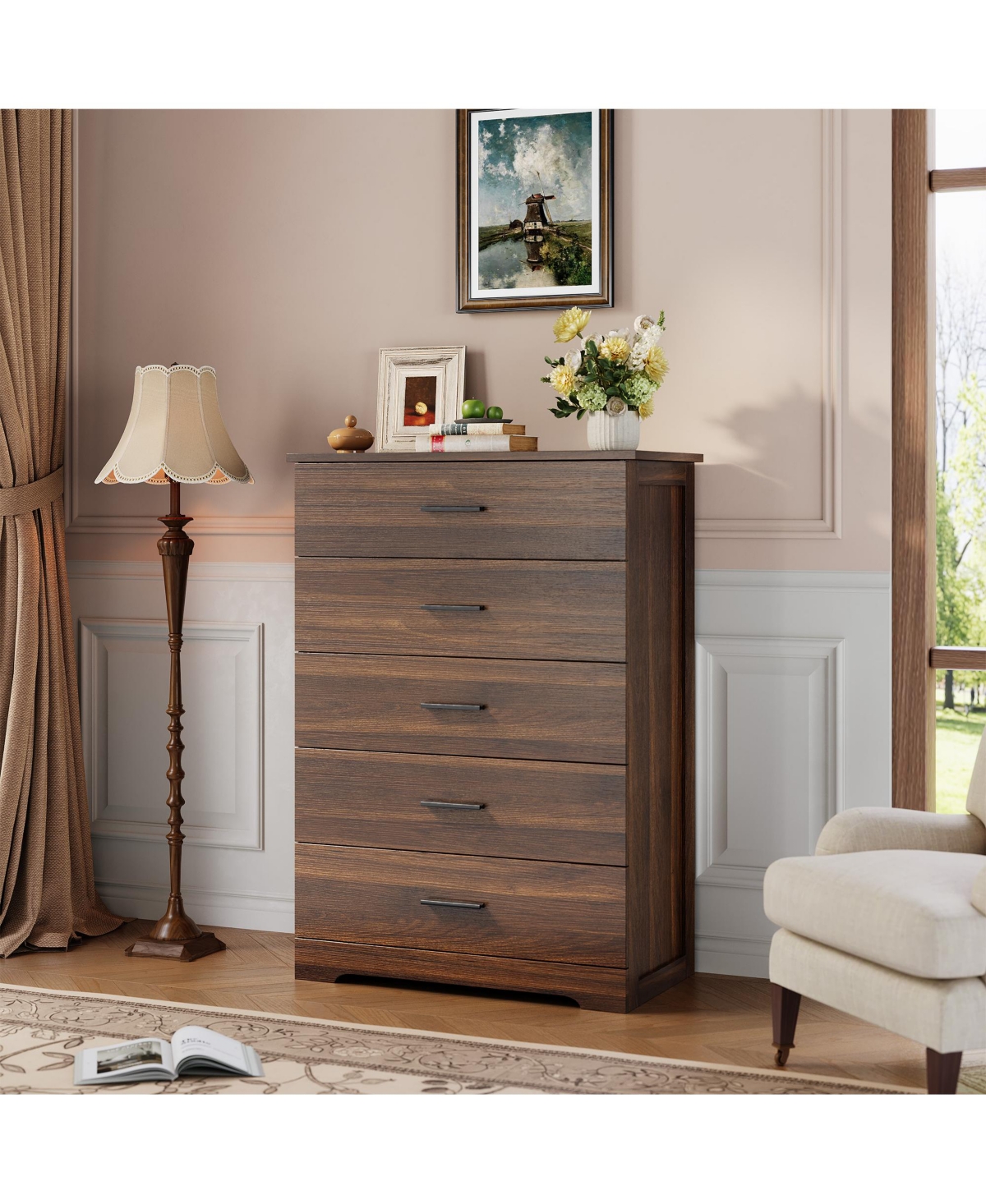 Click here for gaomon Dresser for Bedroom with 5 Drawers - Brown prices