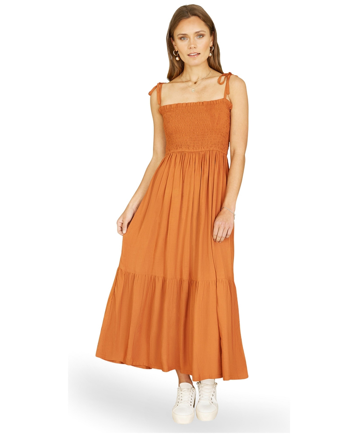 Click here for Yumi Womens Smocked Bodice Tie-Strap Maxi Sun Dres... prices