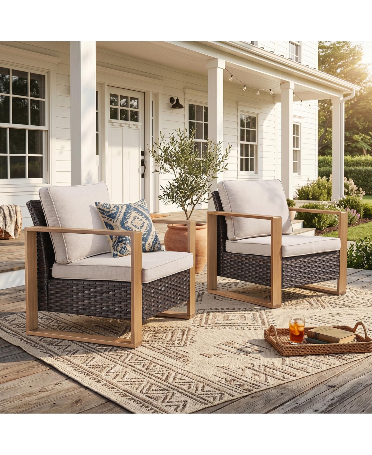 Click here for Pocassy Wicker Patio Chairs Set of 2 Oversize Outd... prices