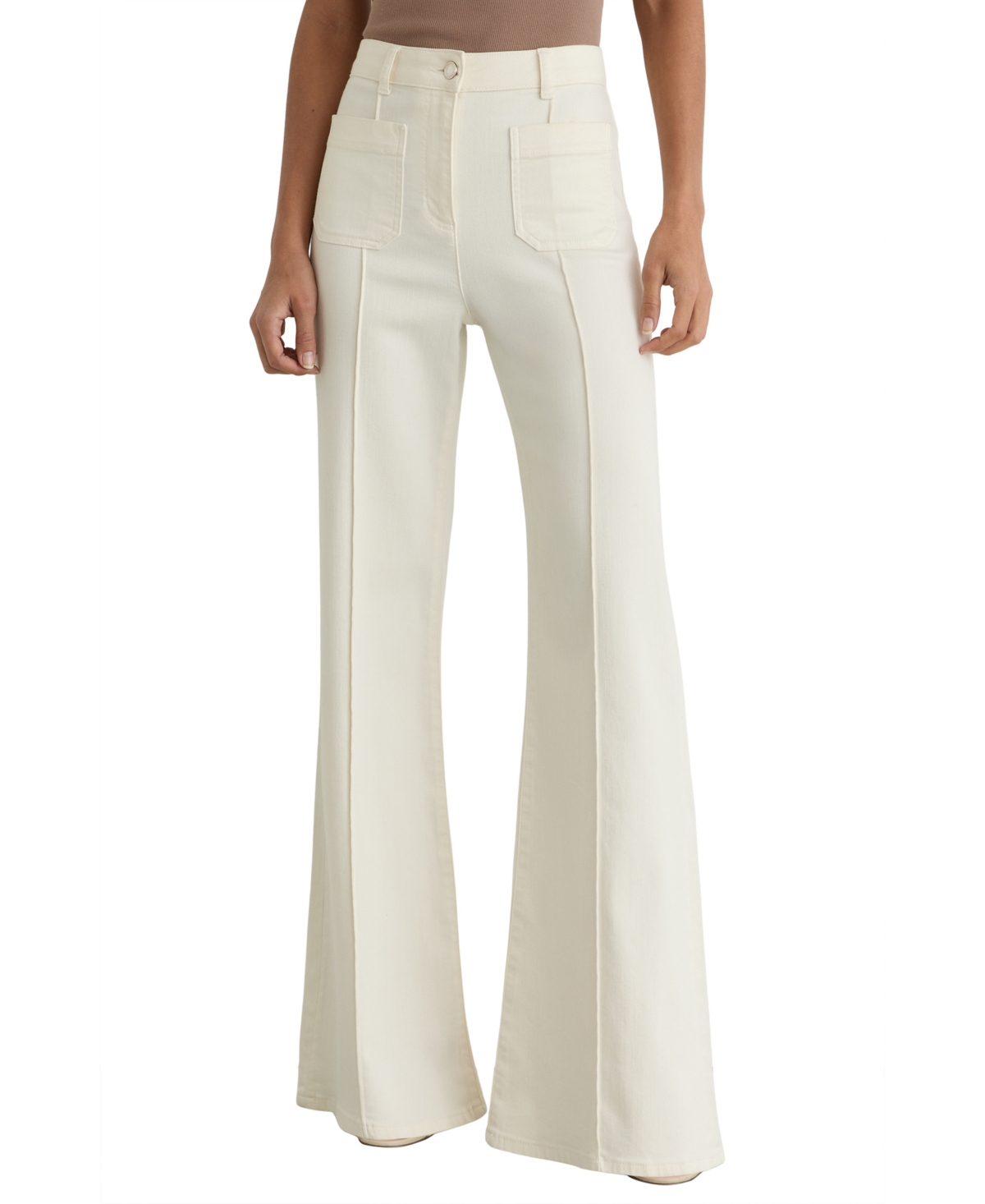 Click here for Reiss Womens Sakura Patch-Pocket Flared Jeans - Ec... prices