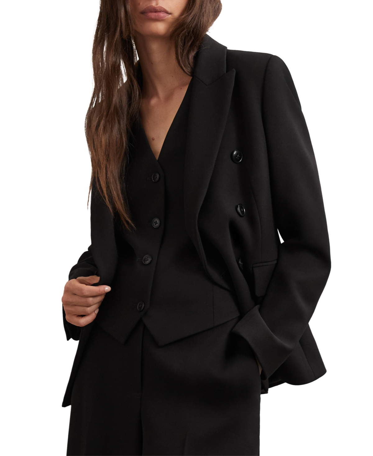 Click here for Reiss Petite Gabi Double-Breasted Suit Blazer with... prices