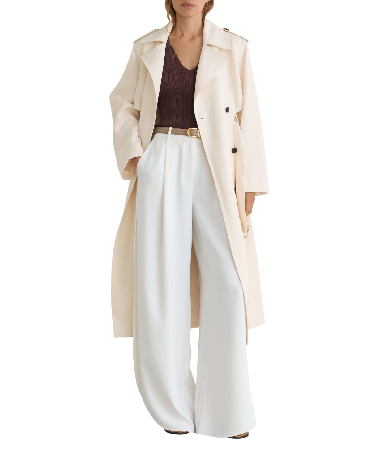 Click here for Reiss Petite Charli Double-Breasted Trench Coat wi... prices
