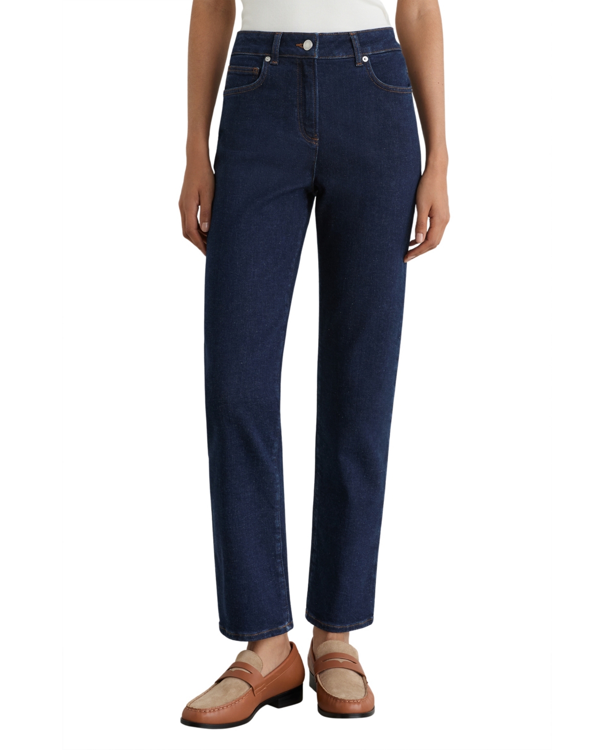 Click here for Reiss Womens Isabel Slim-Leg Mid-Rise Jeans - Dark... prices