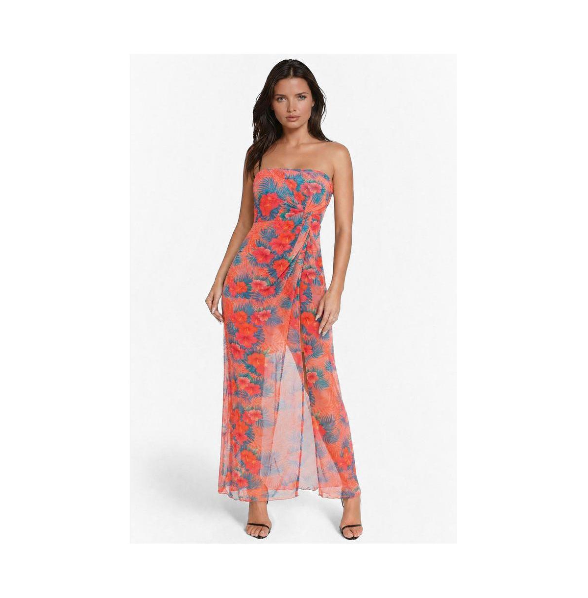 Click here for Bebe Womens Printed Mesh Twist Waist Strapless Max... prices