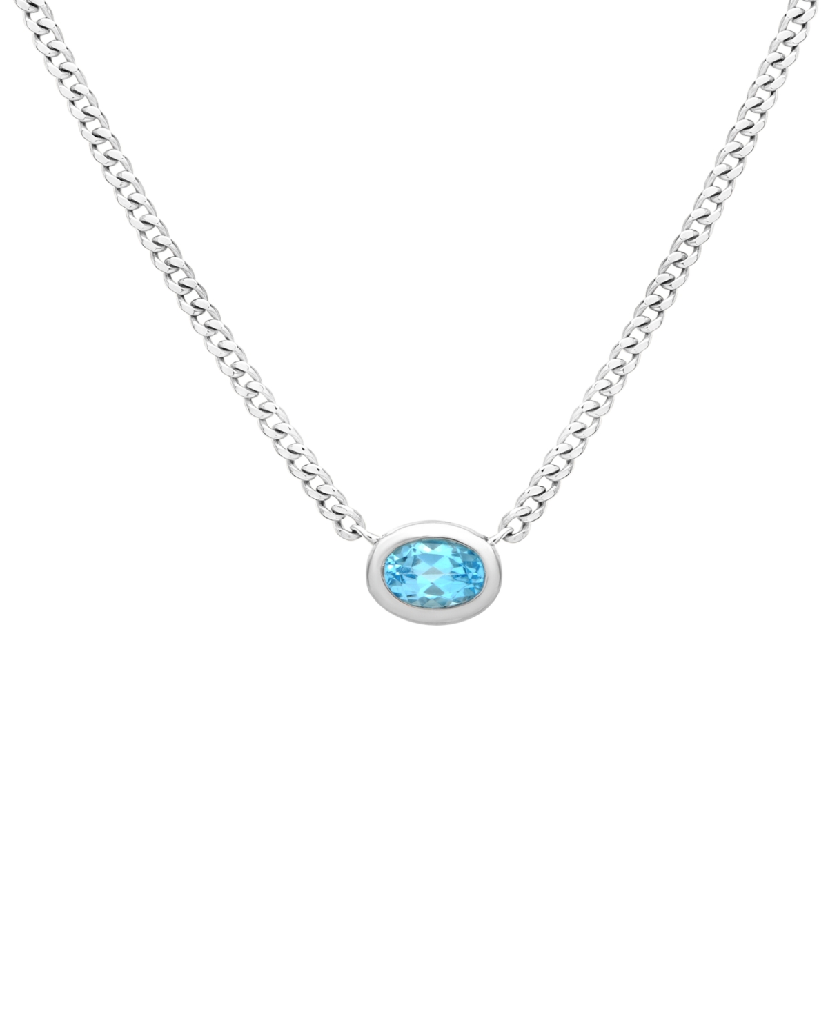 Click here for Macys Blue Topaz (1/2 ct. t.w.) Bezel Oval Necklac... prices