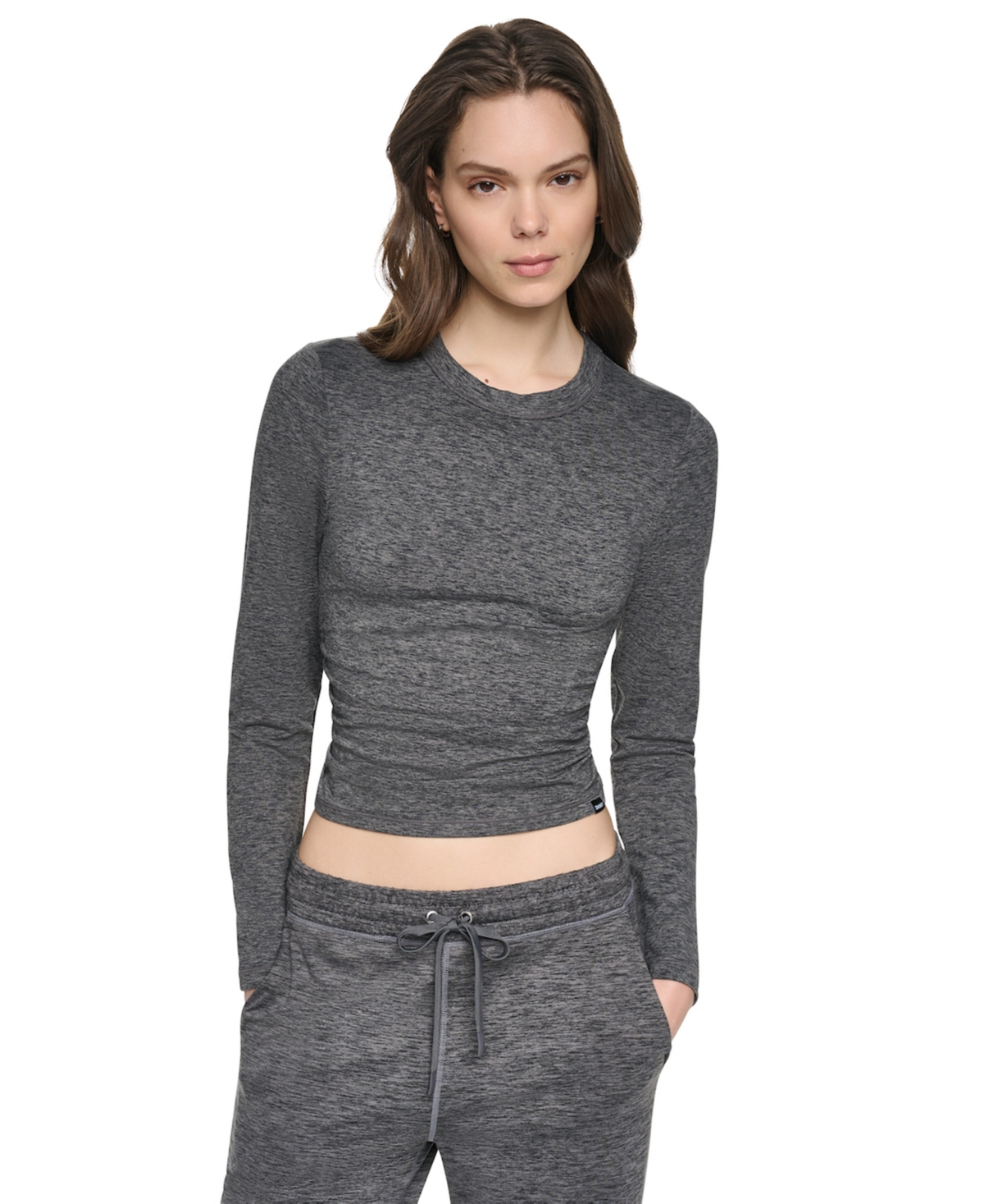 Click here for Dkny Sport Womens Crewneck Long-Sleeve Ruched Top... prices