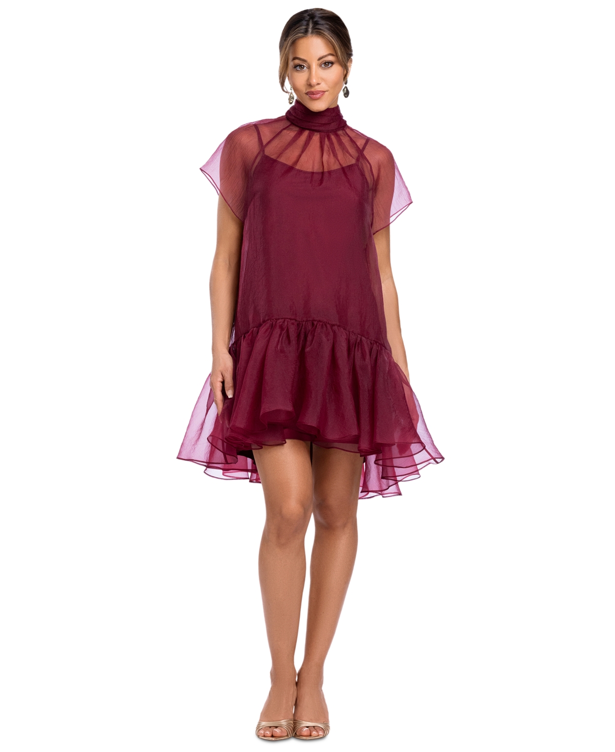 Click here for Xscape Womens Organza Mock Neck Shift Dress - Garn... prices