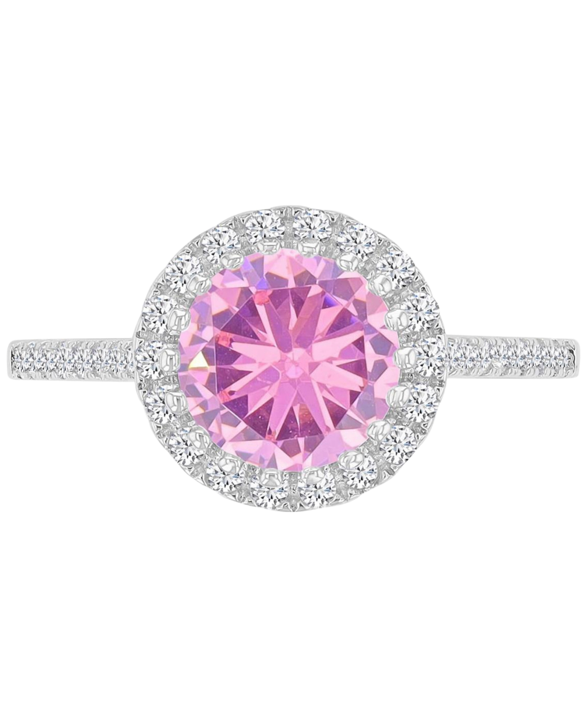 Click here for Macys Silver-Plated Pink Round Classic Bridal Ring... prices