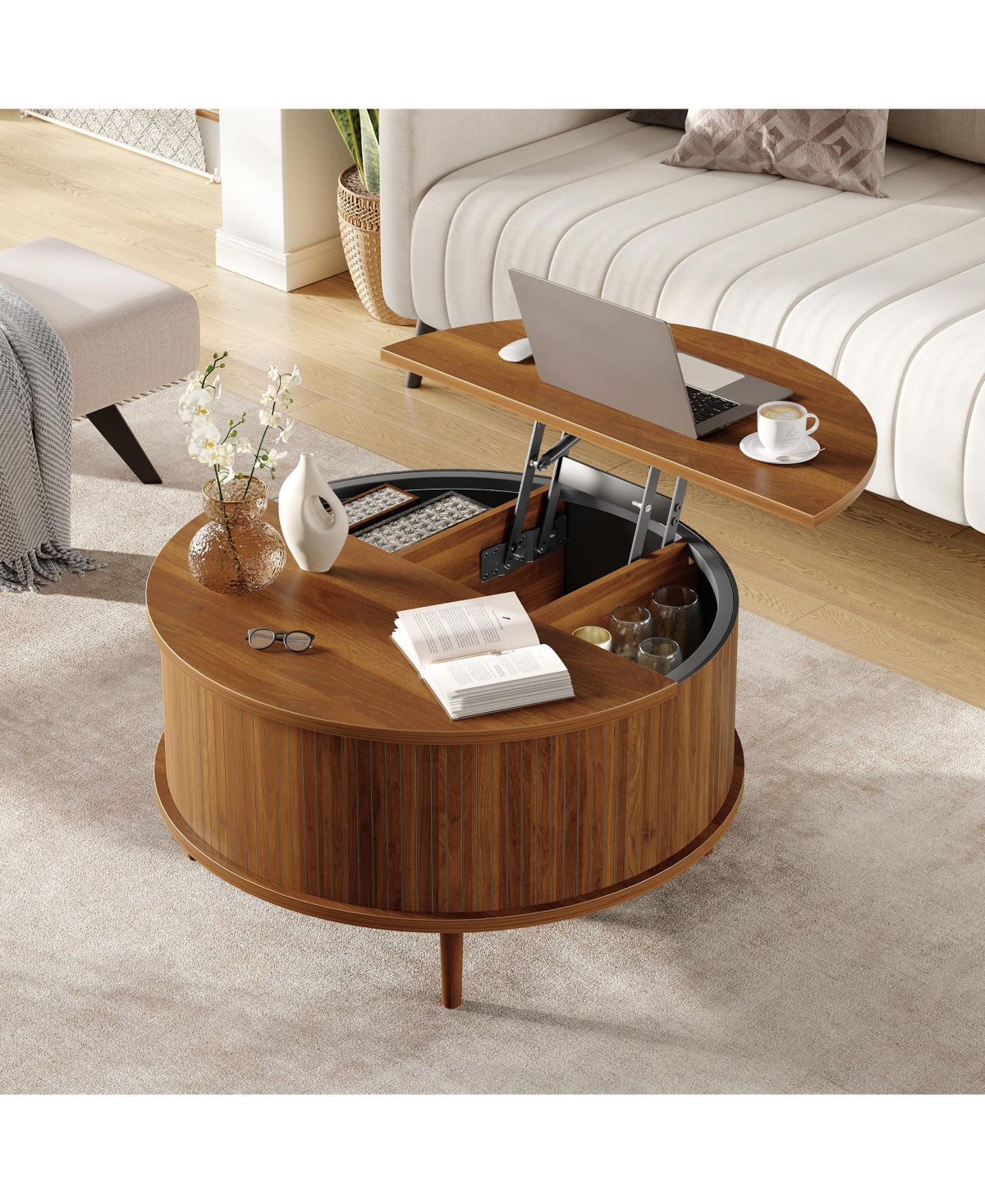 Click here for gaomon Round Lift-Top Storage Coffee Table with Ve... prices