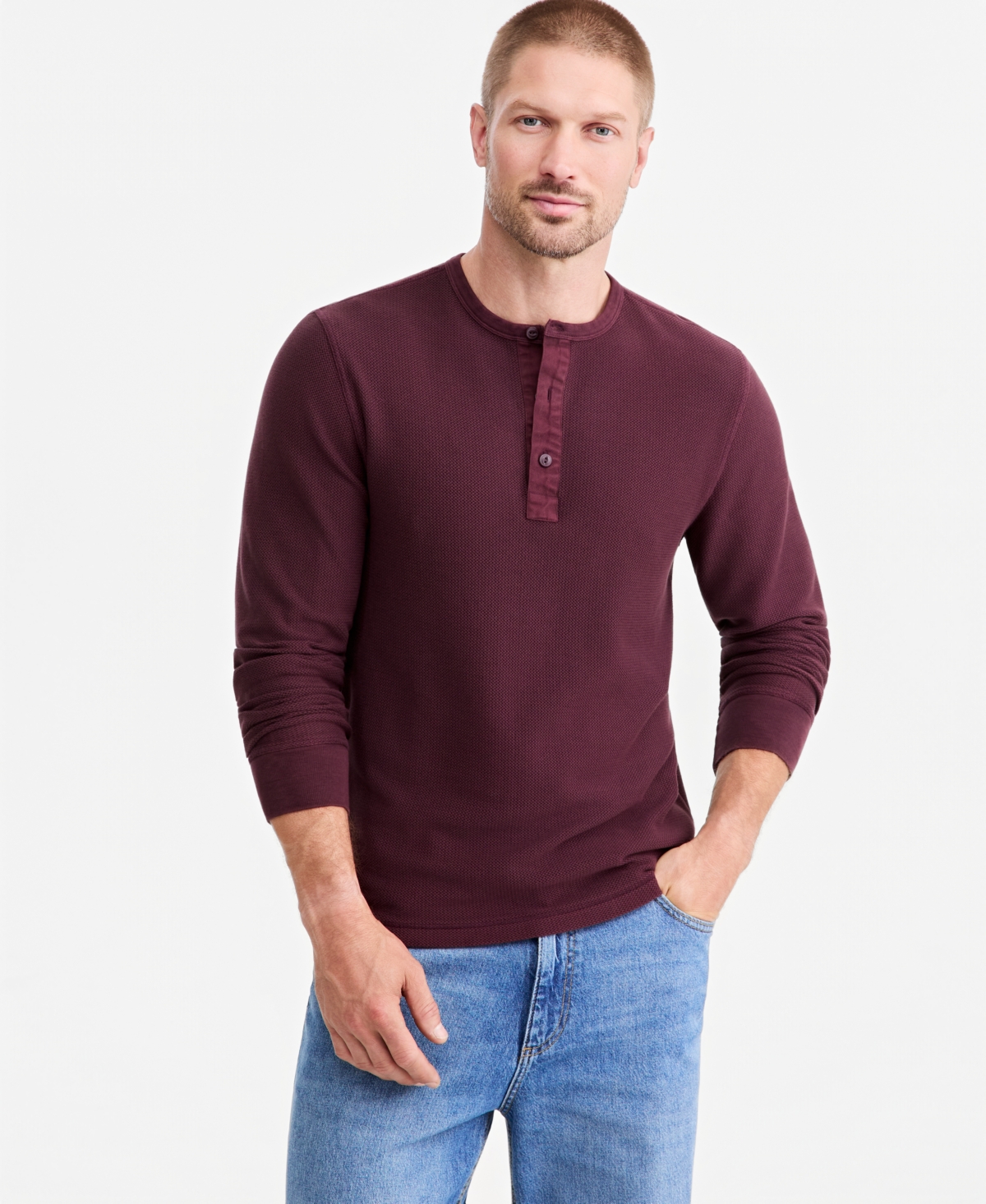 Click here for Sun + Stone Mens Thermal-Knit Long-Sleeve Henley... prices