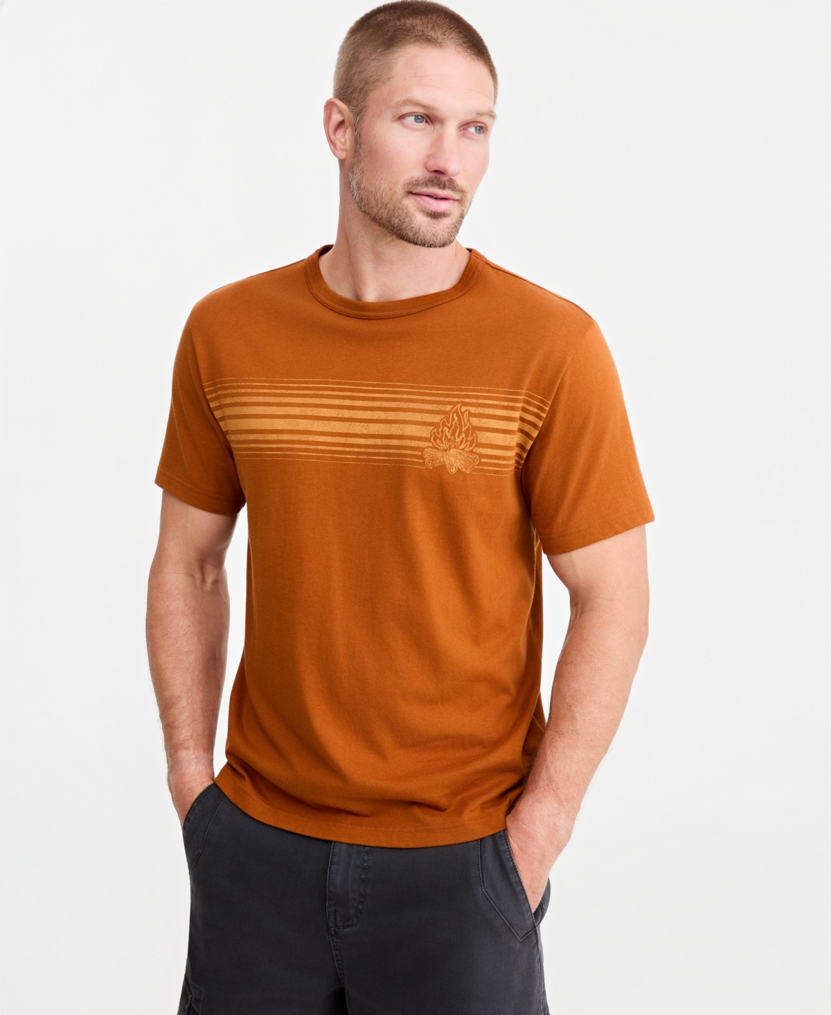 Click here for Sun + Stone Mens Ben Bonfire Stripe Graphic T-Shir... prices
