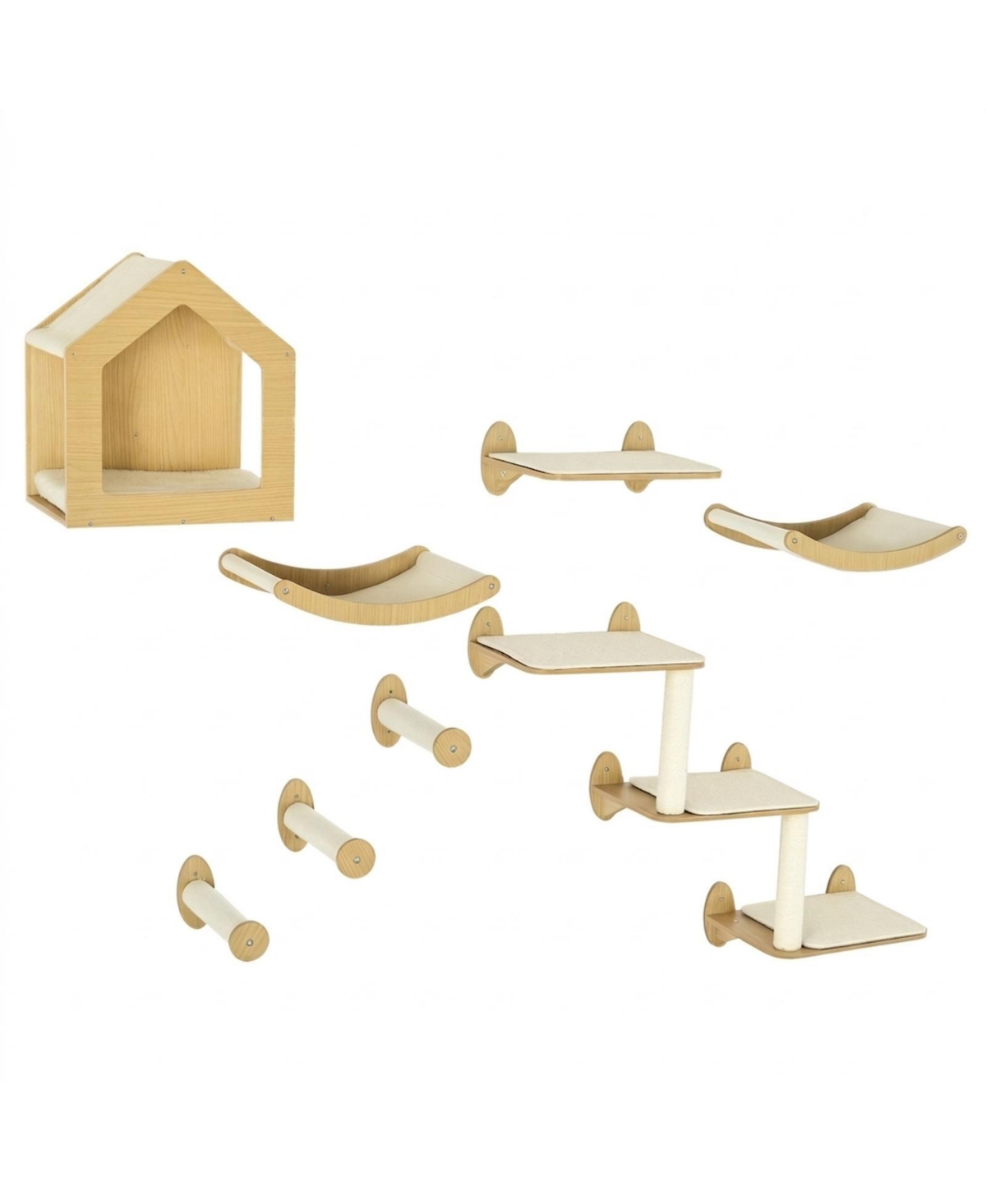 Click here for Ruie 8-Piece Cat Wall Shelf Set with Condo Scratch... prices