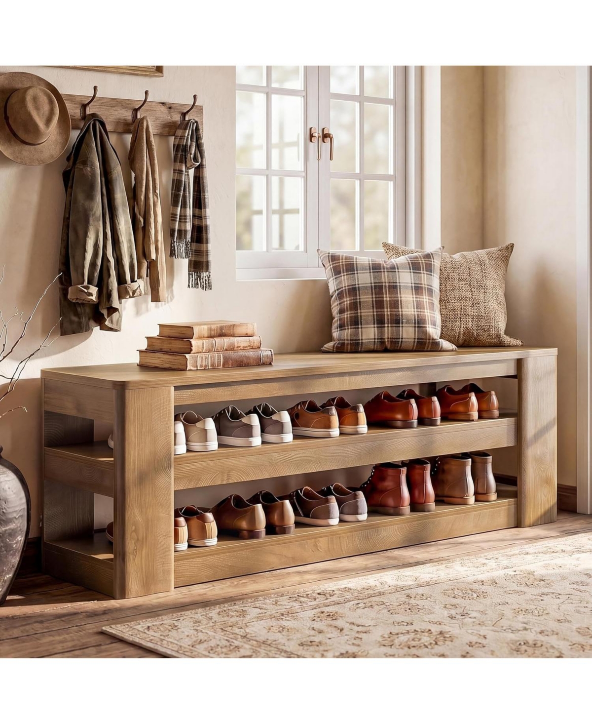 Click here for Tribesigns Farmhouse 3-Tier 55 Entryway Shoe Stora... prices