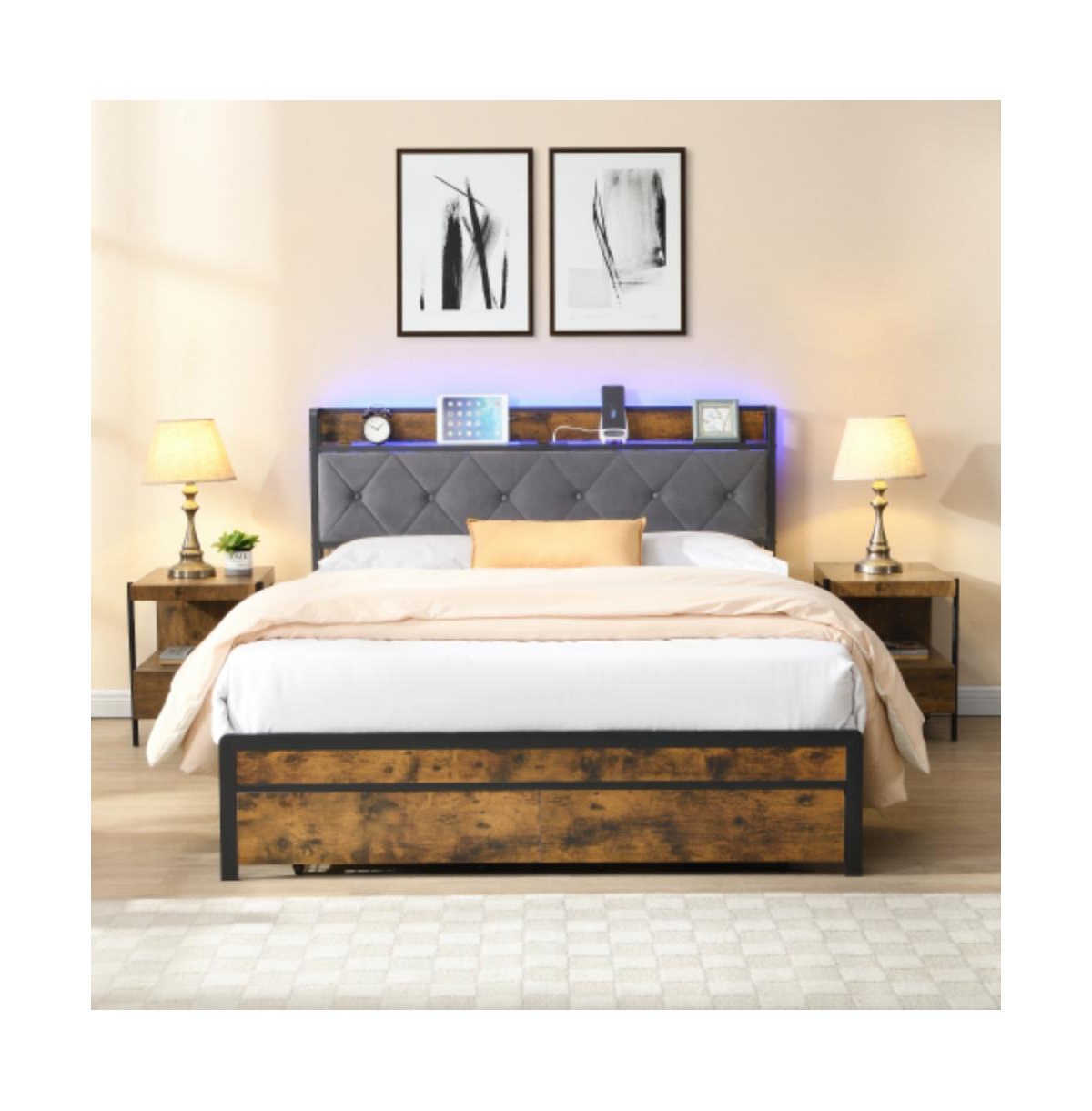 Click here for Lucky One Queen Size Platform Bed Frame with Uphol... prices