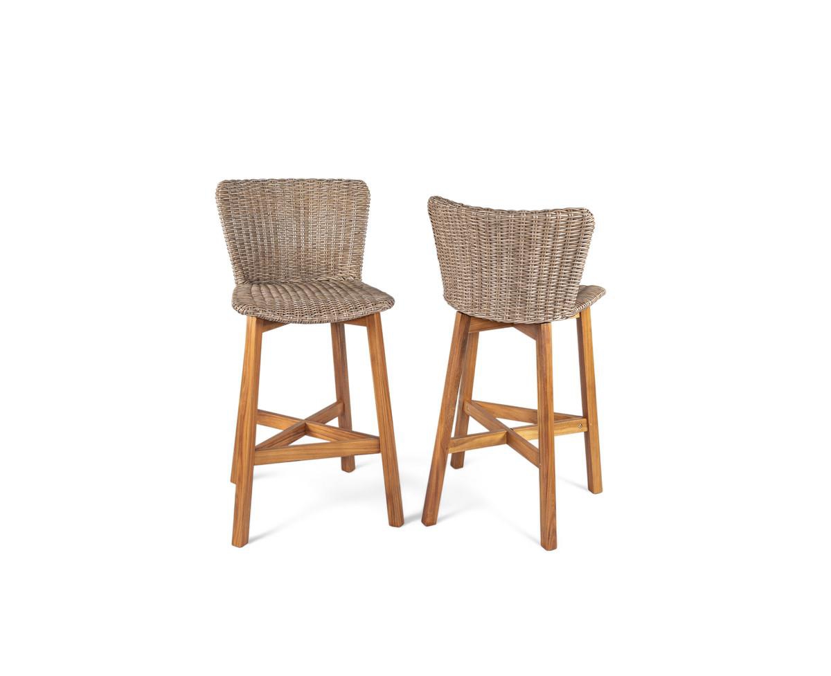 Click here for sumyeg Lymington Outdoor Bar Stool Set of 2  Teak... prices