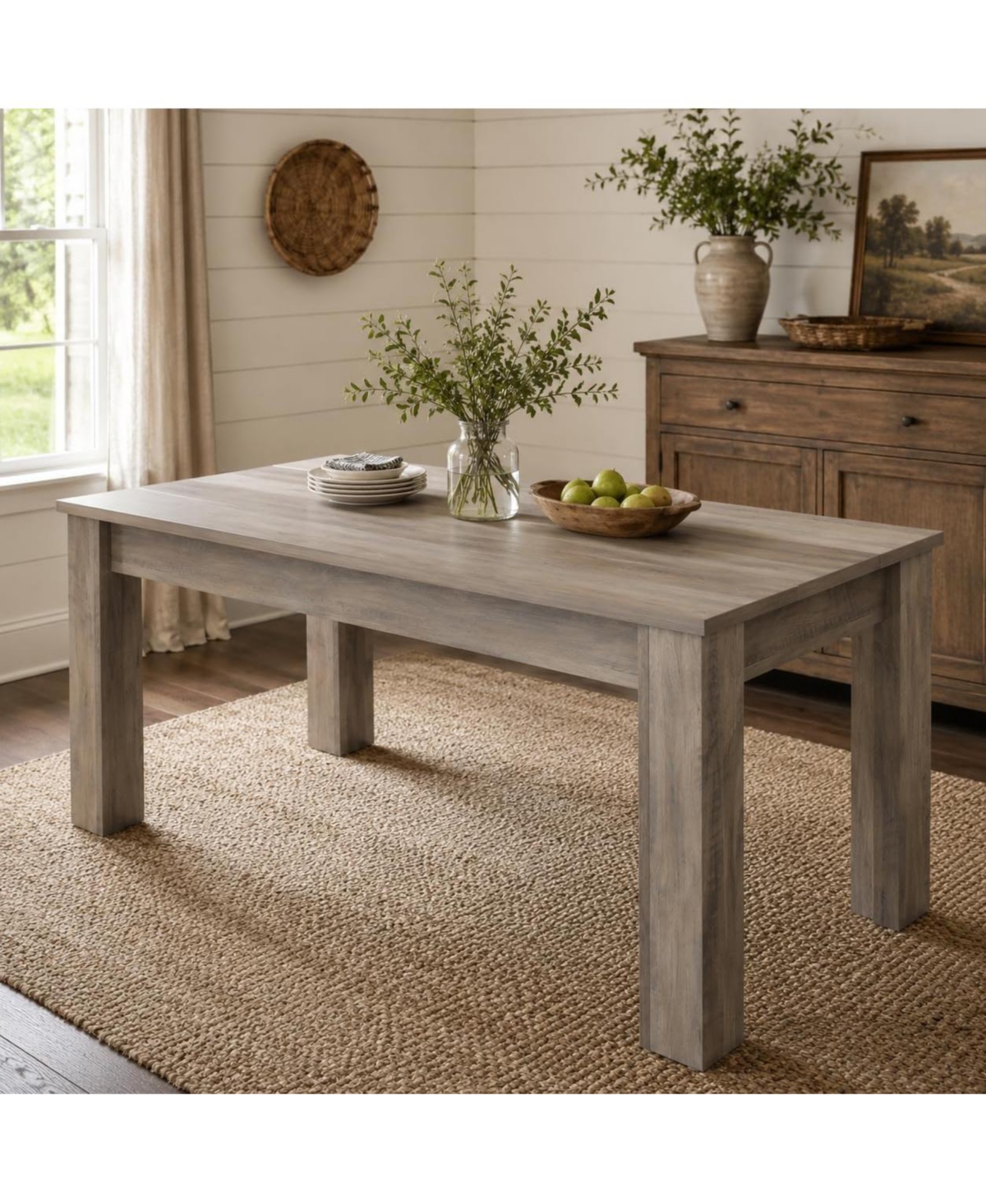 Click here for homfan 63-Inch Rectangular Farmhouse Dining Table... prices