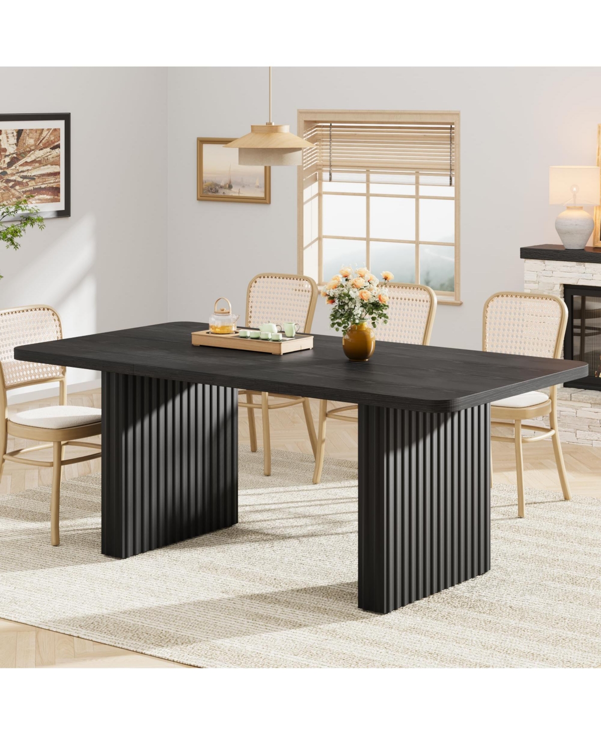 Click here for homfan 71-Inch Farmhouse Dining Table for 6-8  Woo... prices