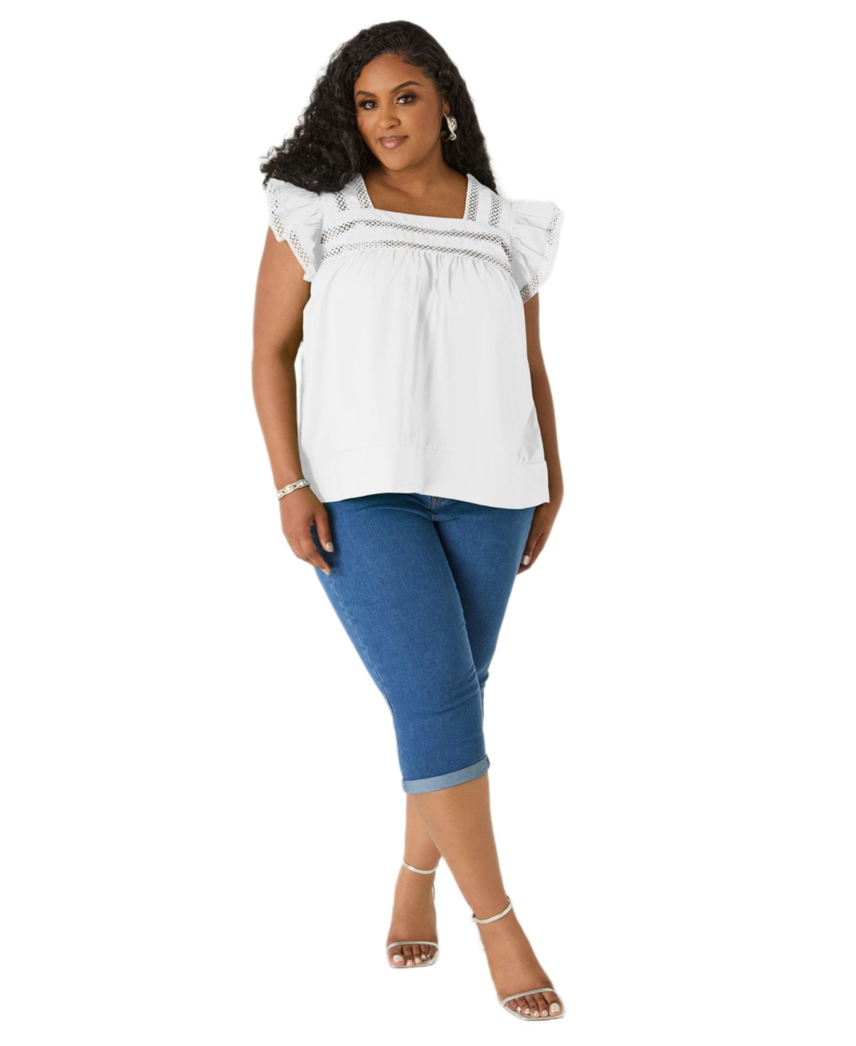 Click here for Ashley Stewart Plus Size Lattice Trimmed Poplin Sh... prices