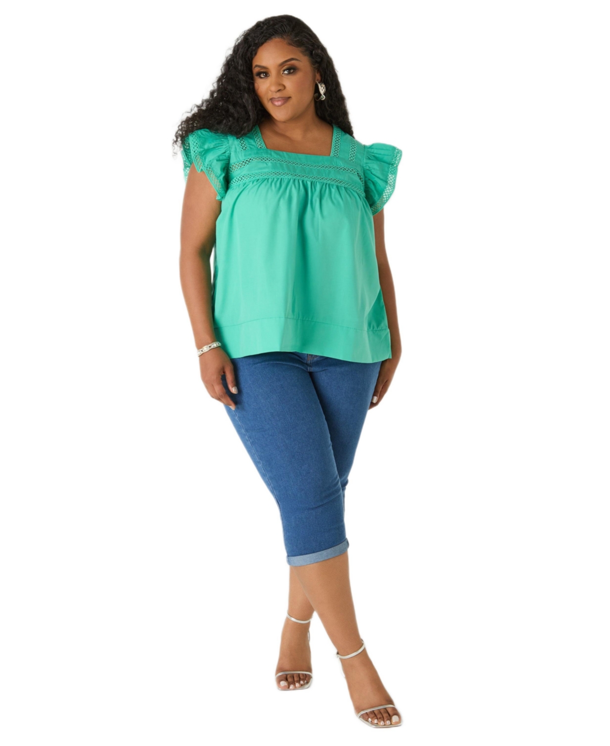 Click here for Ashley Stewart Plus Size Lattice Trimmed Poplin Sh... prices