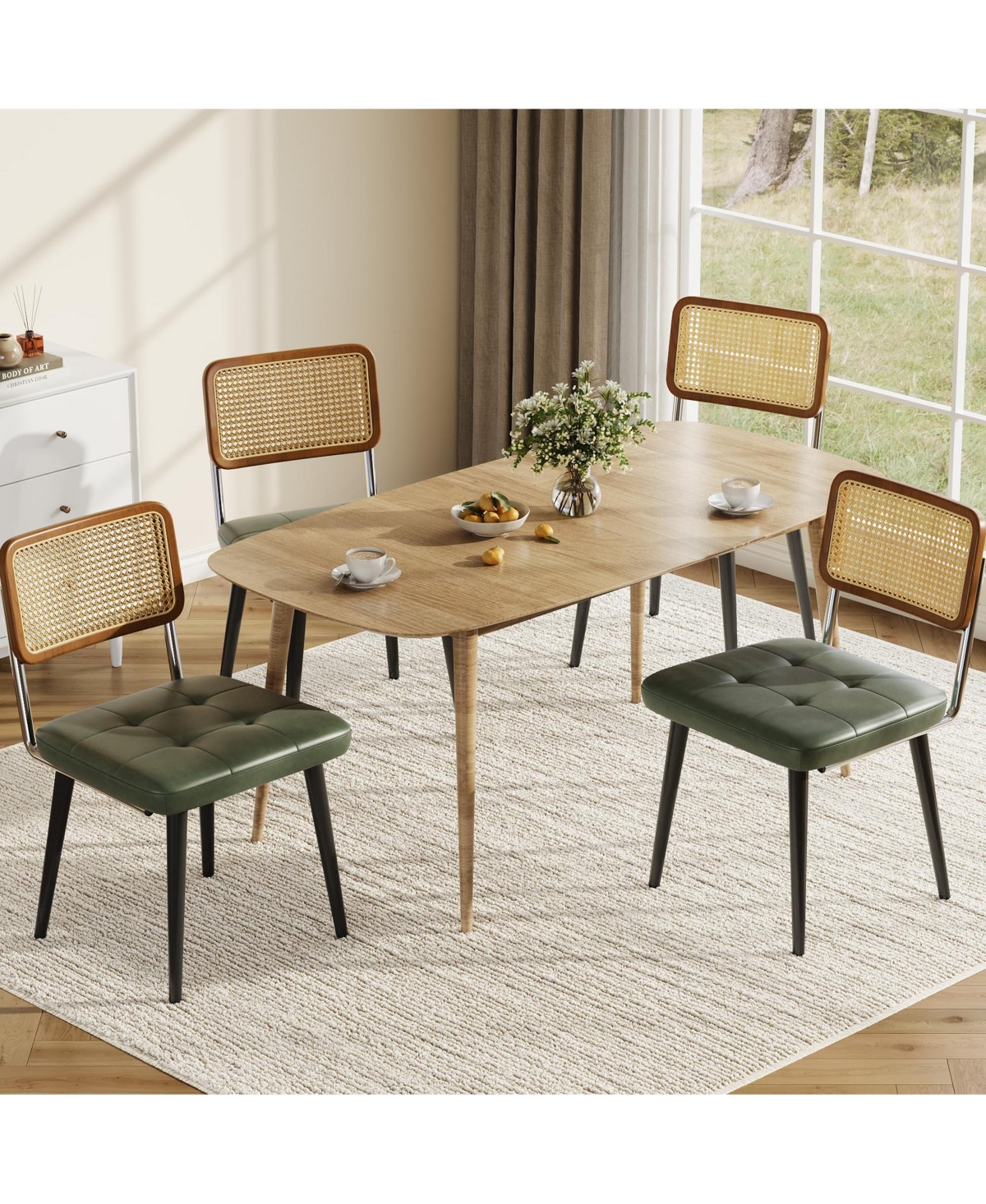 Click here for homfan Set of 4 Rattan Accent Side Dining Chairs... prices