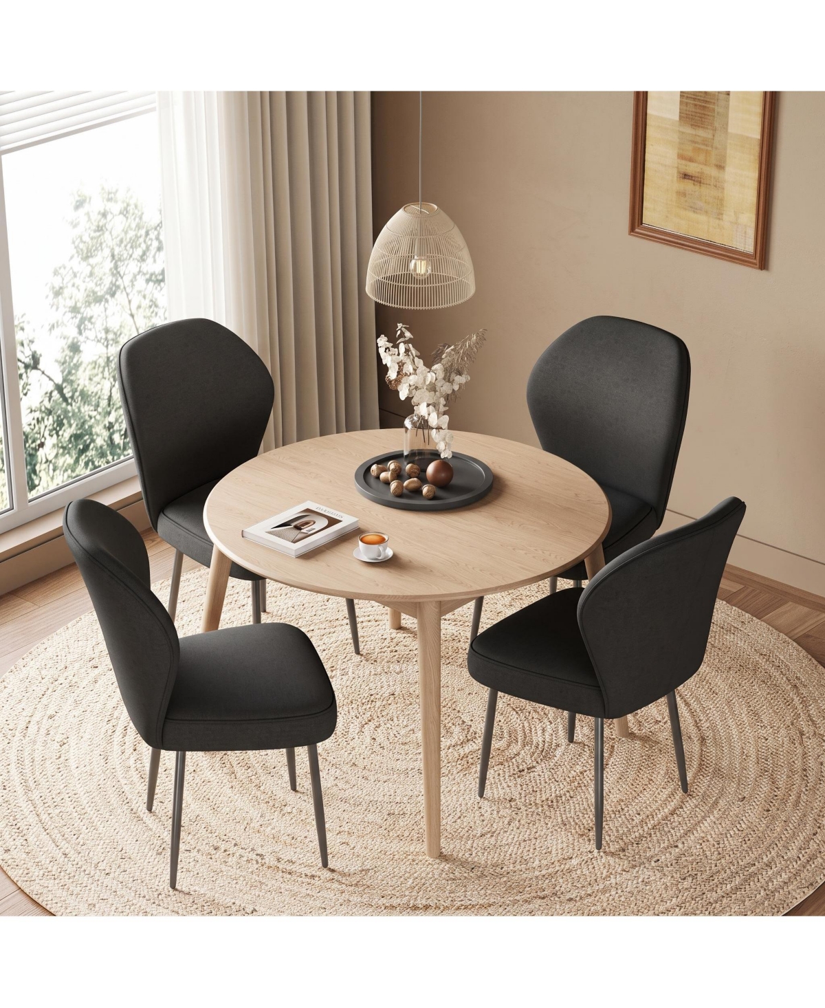 Click here for homfan Linen Dining Chairs Set of 4  Modern Fabric... prices