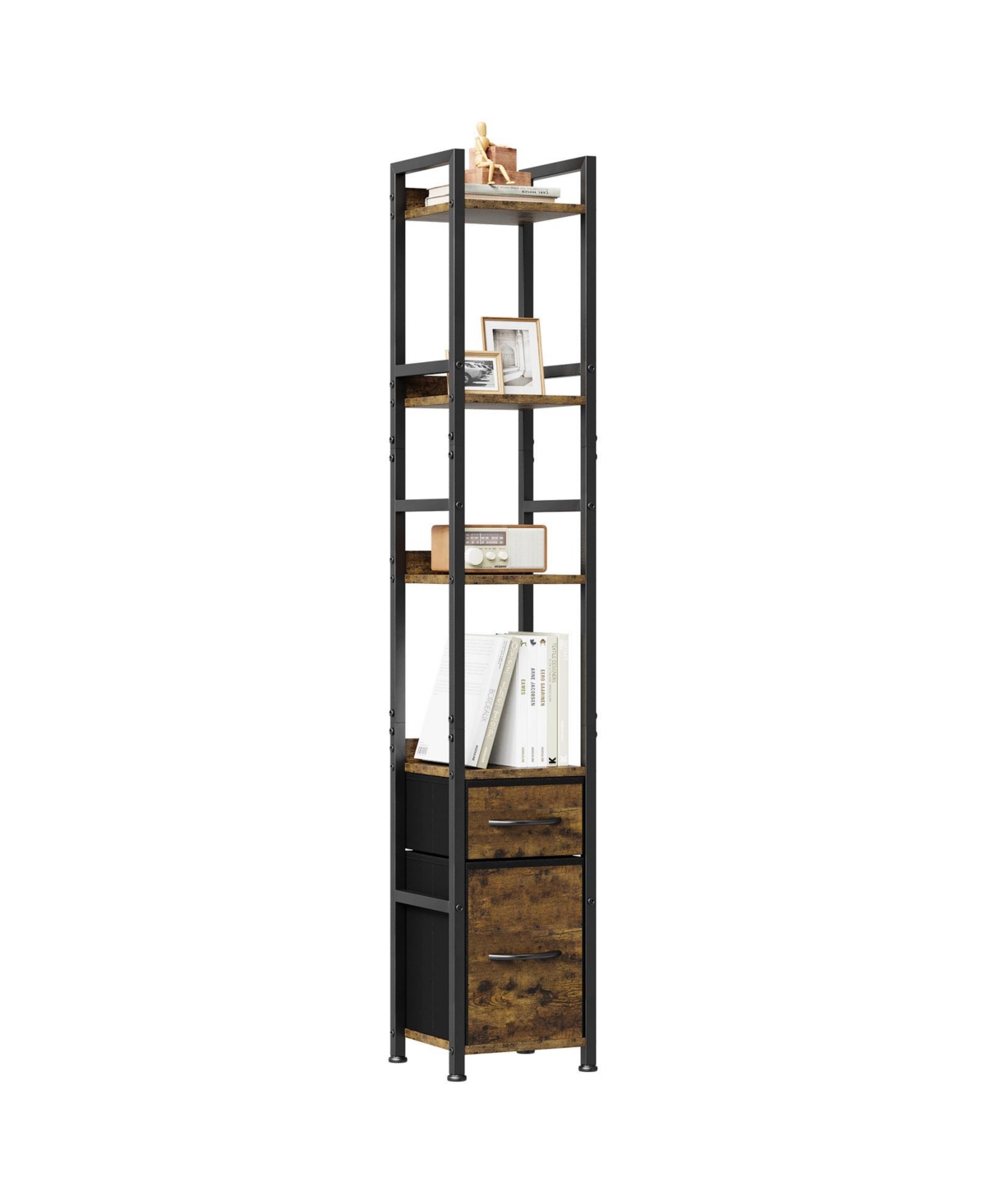 Click here for homfan 6-Tier Tall Narrow Industrial Bookshelf wit... prices