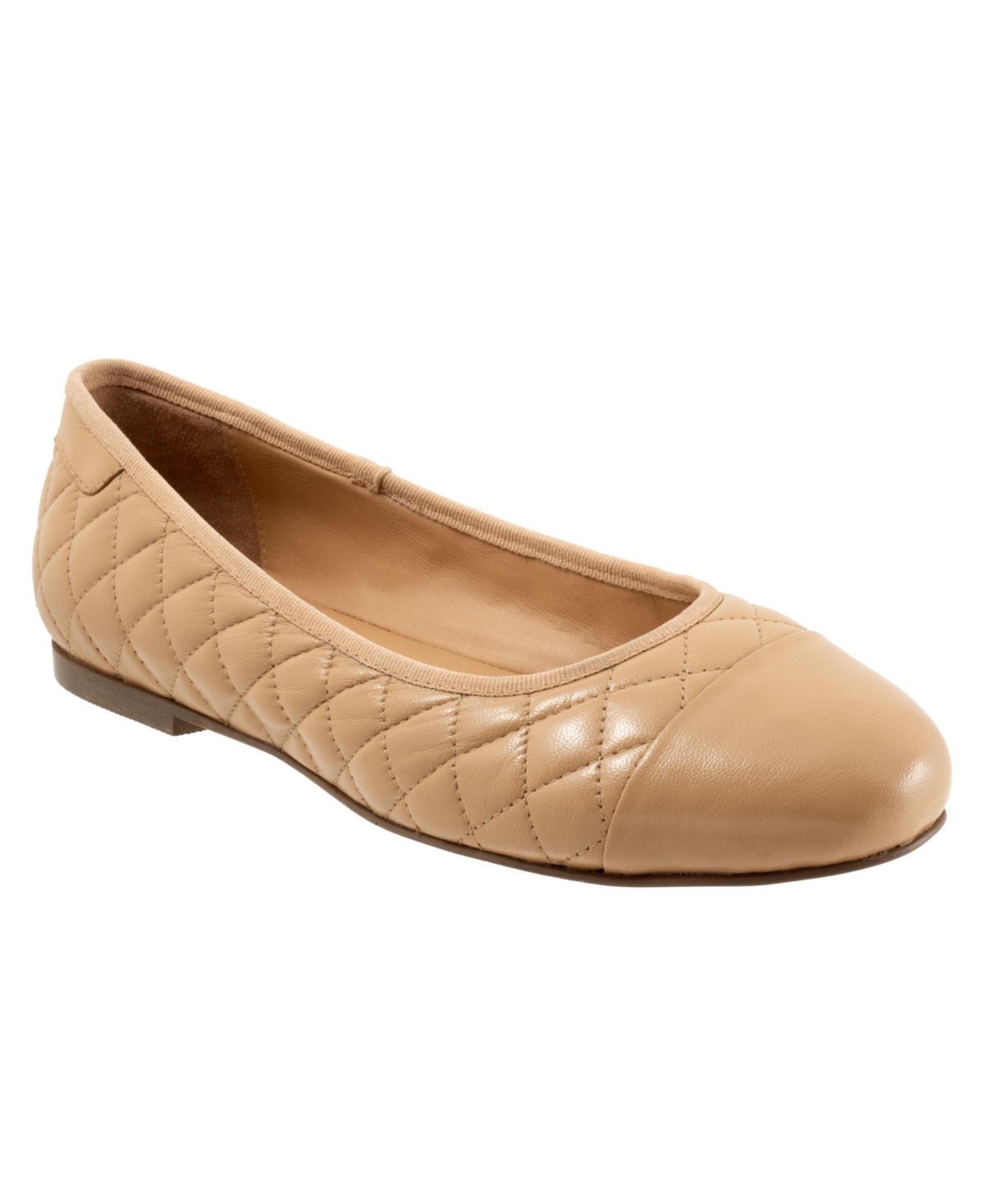 Click here for Trotters Womens Clara Flat - Beige quilted prices