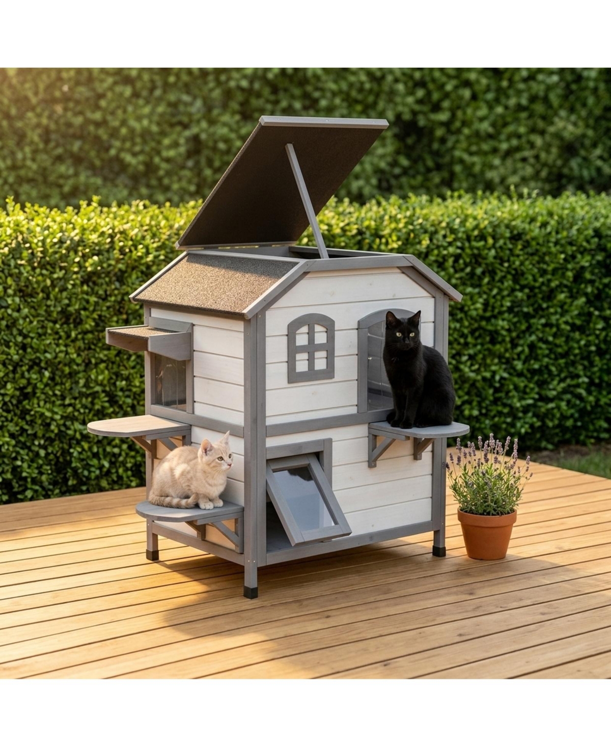 Click here for Ruie 2 Story Wooden Outdoor Cat House Weatherproof... prices