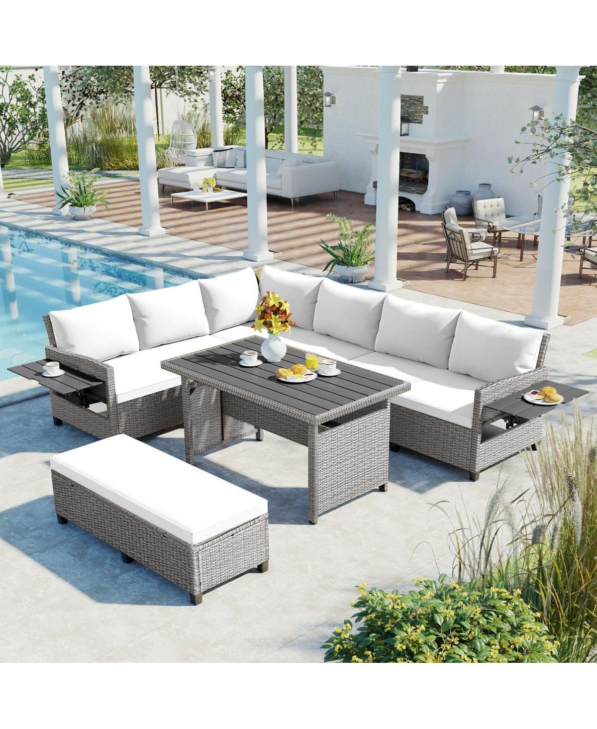 Click here for Asagikoiai 5-Piece Rattan L-Shaped Outdoor Section... prices