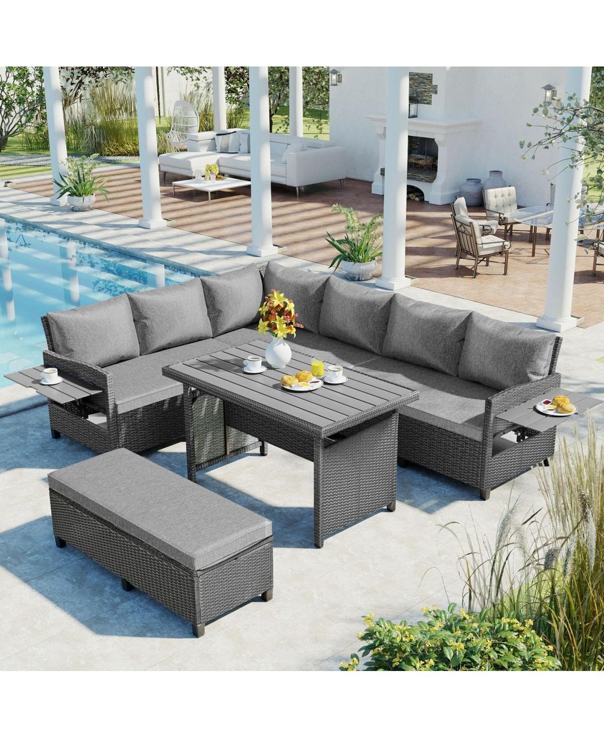 Click here for Asagikoiai 5-Piece Rattan L-Shaped Outdoor Section... prices
