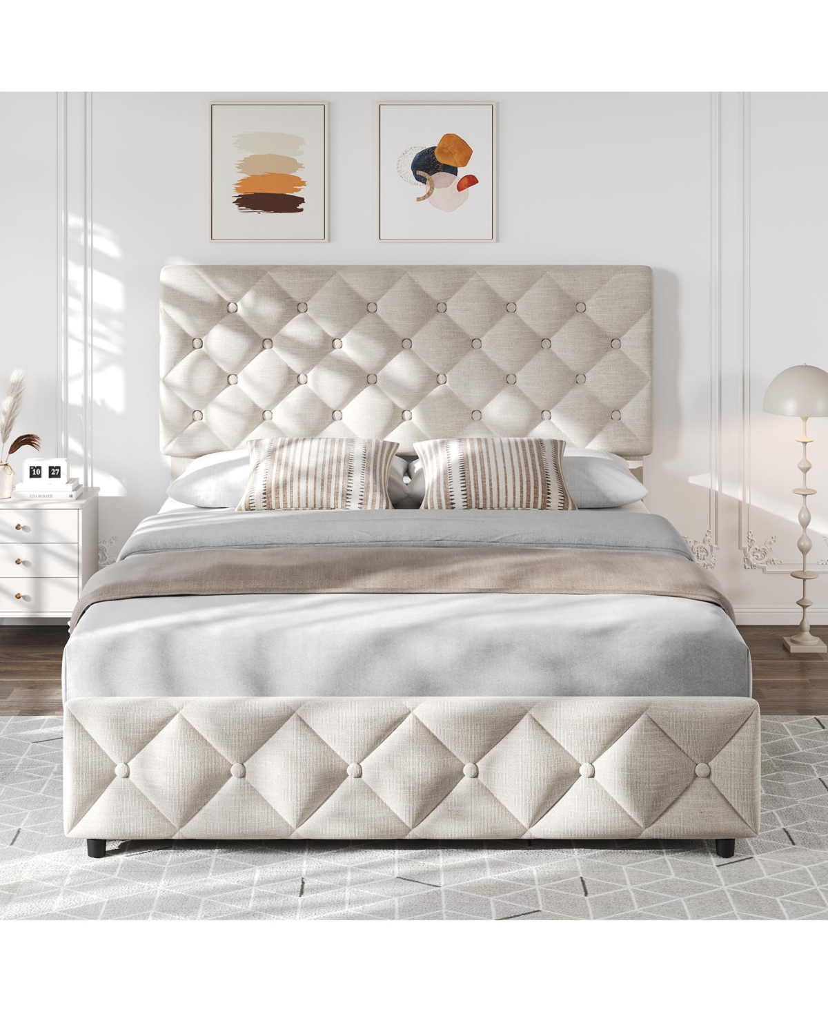 Click here for homfan Bed Frame with 4 Storage Drawers and Adjust... prices
