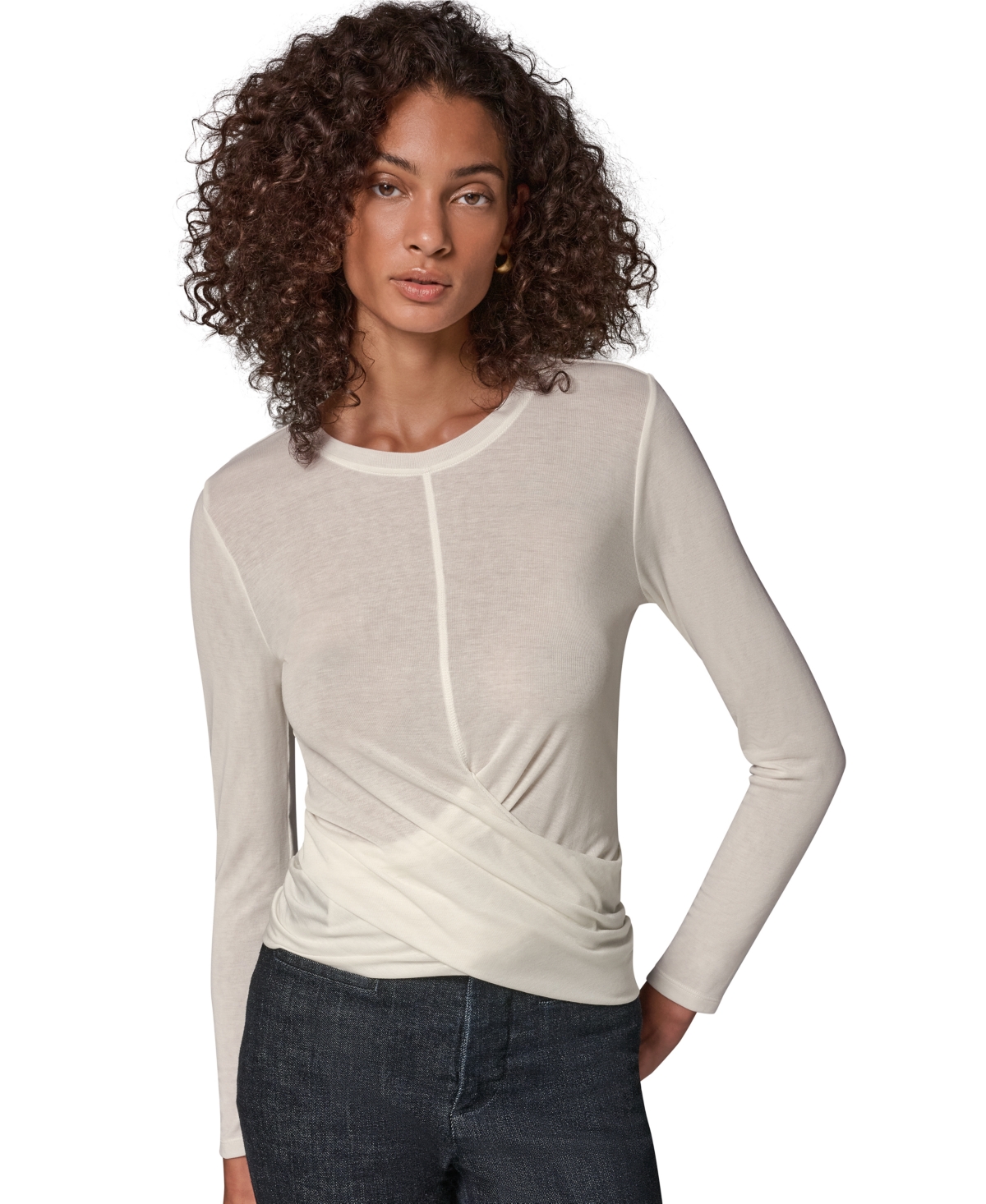Click here for Donna Karan Weekend Womens Long-Sleeve Drape Front... prices
