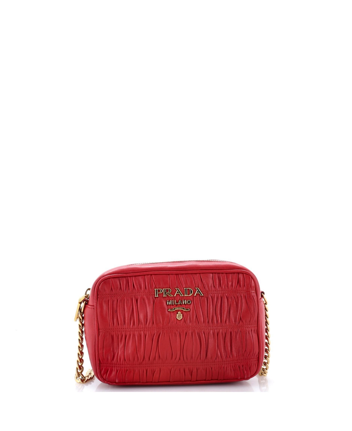 Click here for Pre-Owned Prada Mini Camera Bag Nappa Gaufre - Red prices