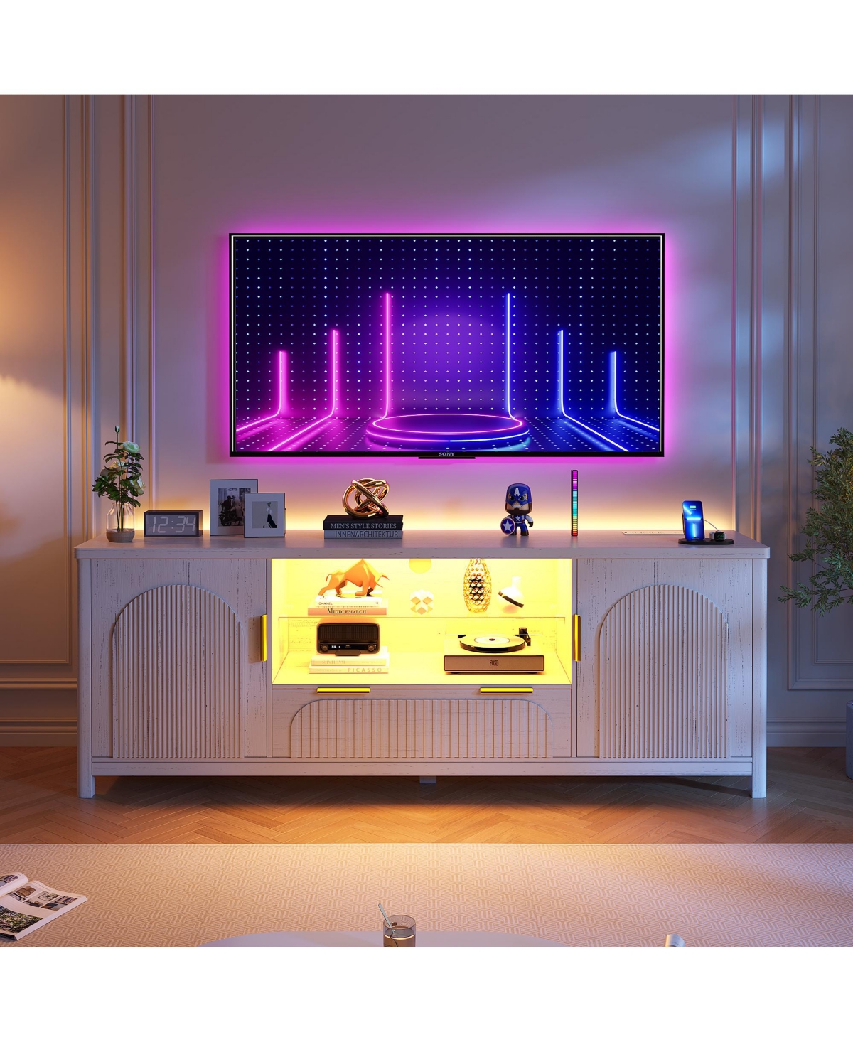 Click here for Vlsrka 63 Fluted Tv Stand with Charging Station  L... prices