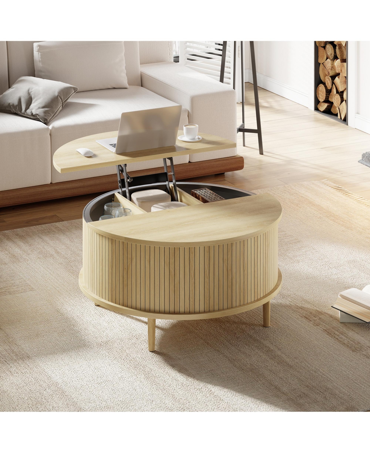 Click here for homfan Mid Century Modern Coffee Table - Yellow prices